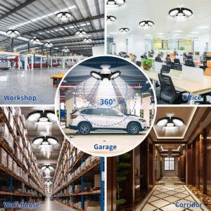 Dansny LED Garage Light, 120W Deformable LED Garage Ceiling Lights 18000 Lumens Led Shop Lights for Garage, Garage Lights with 3 Adjustable Panels.