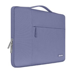 mosiso laptop sleeve compatible with macbook air/pro, 13-13.3 inch notebook, compatible with macbook pro 14 inch m3 m2 m1 chip pro max 2024-2021, polyester multifunctional briefcase bag, lavender gray