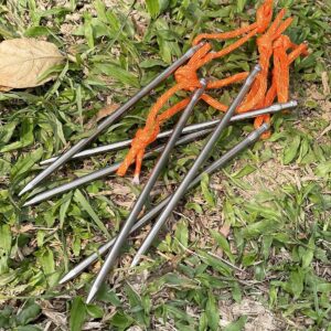 Tentock Titanium Tent Stakes 6pcs/Pack Ultralight Tarp Nails Hammock Pegs for Hard Ground Rock Granite with Reflective Loop (TT0144(16.5cm))