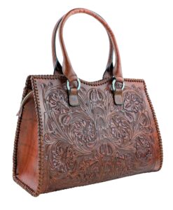 mauzari tooled leather shoulder bag tote for women (koa, large)