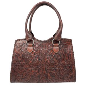 Mauzari Tooled Leather Shoulder Bag Tote for Women (Koa, Large)