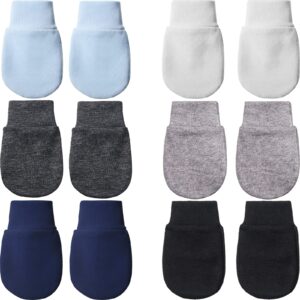 6 pairs anti-scratch cotton mittens for 3-9 month baby girls and boys