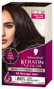 schwarzkopf keratin color permanent hair color cream, 4.1 dark ash brown, 4.1 dark ash brown, 12 count