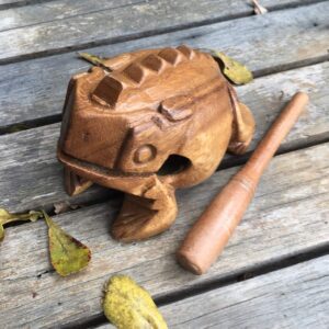 Cozinest Medium 6" Wood Frog Guiro Rasp Percussion Musical Instrument Tone Block Wooden Handcraft Percussion Instruments Products From Thailand Lucky Frog for Home Office Decor (Tan)