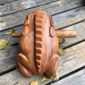 Cozinest Medium 6" Wood Frog Guiro Rasp Percussion Musical Instrument Tone Block Wooden Handcraft Percussion Instruments Products From Thailand Lucky Frog for Home Office Decor (Tan)