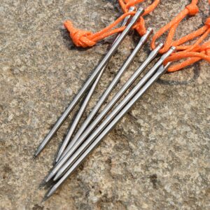 Tentock Titanium Tent Stakes 6pcs/Pack Ultralight Tarp Nails Hammock Pegs for Hard Ground Rock Granite with Reflective Loop (TT0144(16.5cm))