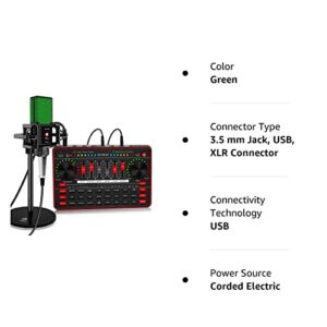 Podcast Equipment Bundle Audio Interface DJ Mixer Sound Card Kit XLR Condenser Microphone for Boradcast Live Streaming, Mic Voice Effect Changer Soundboard for Phone/PC/Laptop/Mac Recording(KB11-E300)