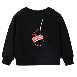 xlxuxu toddler girls pullover tops cute graphic print sweatshirt kids crewneck long sleeve t shirts black-cherry