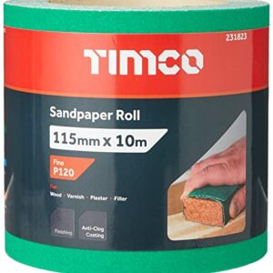 TIMCO 231823 Sandpaper Roll 120 Grit Green - 115mm x 10m