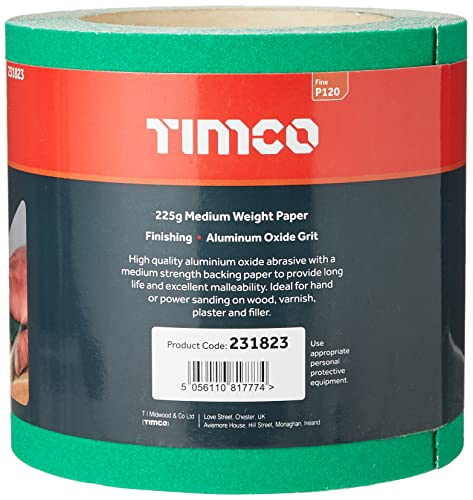 TIMCO 231823 Sandpaper Roll 120 Grit Green - 115mm x 10m