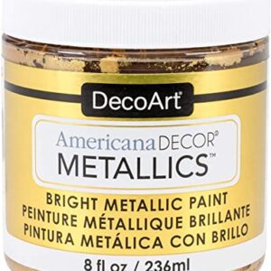 DecoArt Americana Decor Metallics 24K Gold Paint - 8oz Metallic 24K Gold Acrylic Paint - Water Based Multi Surface Paint for Arts and Crafts, Home Decor, Wall Decor, Gilding Paint & Touch Ups + E-book