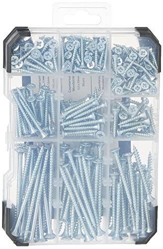 TIMCO TRAY370 Countersunk Silver Woodscrews Tray-355pcs Mixed Tray