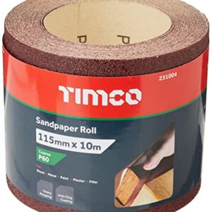 TIMCO 231004 Sandpaper Roll 60 Grit Red - 115mm x 10m