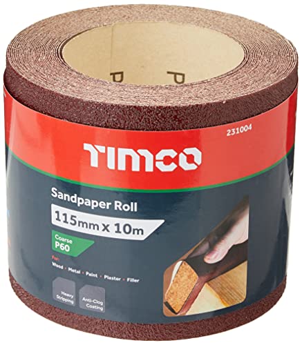 TIMCO 231004 Sandpaper Roll 60 Grit Red - 115mm x 10m