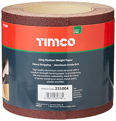 TIMCO 231004 Sandpaper Roll 60 Grit Red - 115mm x 10m