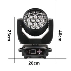 19x15W Zoom Beam Wash Moving Head Light for Stage Lighting Effect with RGBW 4in1 LED and DMX Control Dj Disco and Nightclub (1Pack)