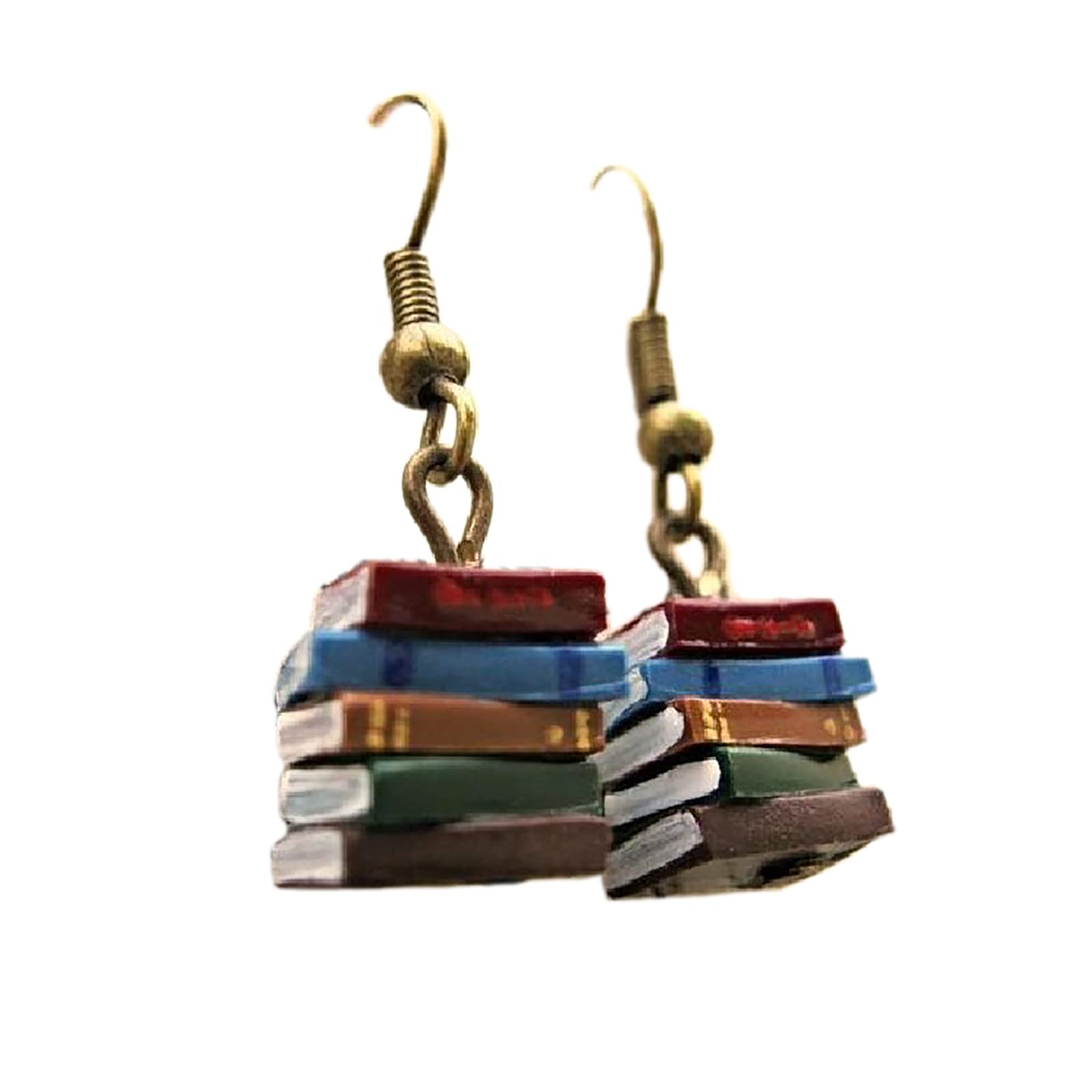 Classic Stack of Books Drop Dangle Earrings Librarian Teacher Easy Hook Clay for Women Creative Novel Teach Graduation Jewelry-Book