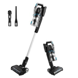 eureka lightweight cordless vacuum cleaner, high efficiency powerful motor led headlights, convenient stick and handheld vac, black