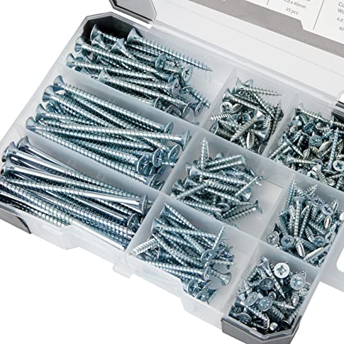 TIMCO TRAY370 Countersunk Silver Woodscrews Tray-355pcs Mixed Tray