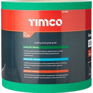 TIMCO 231823 Sandpaper Roll 120 Grit Green - 115mm x 10m