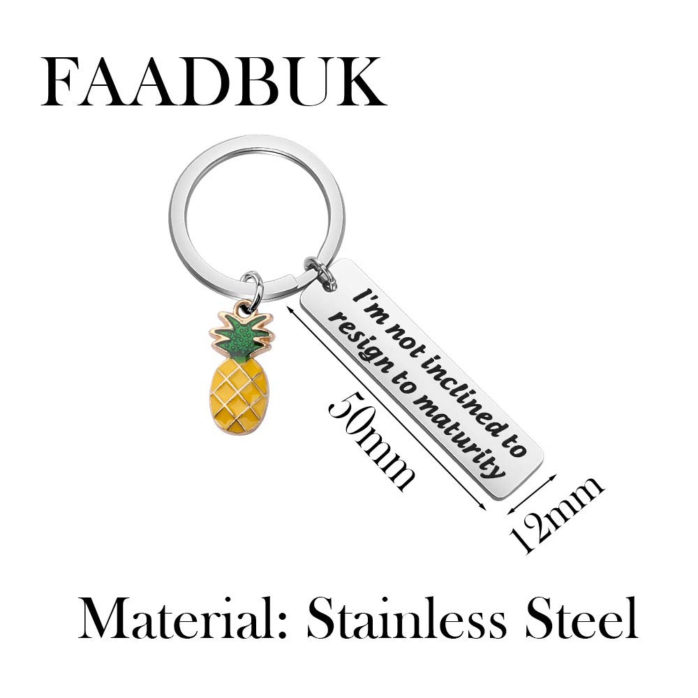 FAADBUK Pineapple Inspired Keychain TV Show Gift I'm Not Inclined To Resign To Maturity Psych Theme Song Lyrics (Not Inclined To Resign)