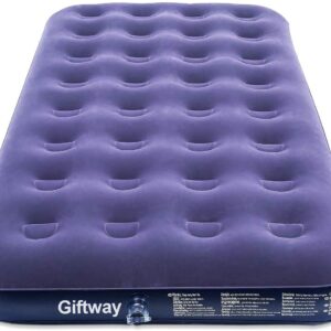 GiftWay Twin Size Camping Air Mattress - 9" Raised Inflatable Mattress Portable Comfort Flocked Blow Up Airbed with Patch Kit - Air Bed for Guests/Home/Travel/Housewarming Gifts