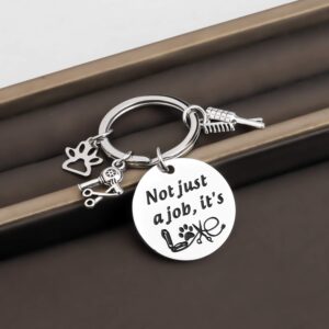 ENSIANTH Dog Groomer Keychain Pet Groomer Gift Not just a Job It's Love Paw Print Love Charm Keychain Gift for Pet Groomer Dog Hairdresser (Not just a Job)