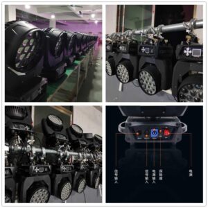 19x15W Zoom Beam Wash Moving Head Light for Stage Lighting Effect with RGBW 4in1 LED and DMX Control Dj Disco and Nightclub (1Pack)