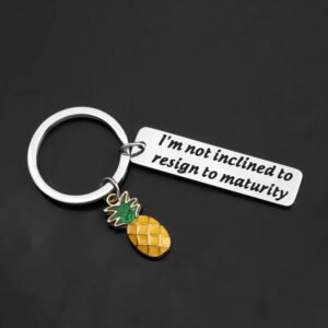 FAADBUK Pineapple Inspired Keychain TV Show Gift I'm Not Inclined To Resign To Maturity Psych Theme Song Lyrics (Not Inclined To Resign)