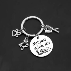 ENSIANTH Dog Groomer Keychain Pet Groomer Gift Not just a Job It's Love Paw Print Love Charm Keychain Gift for Pet Groomer Dog Hairdresser (Not just a Job)