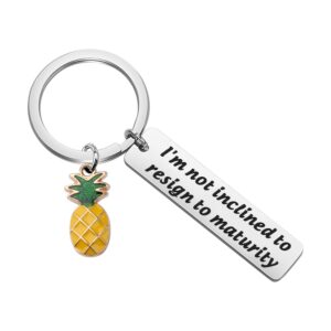 faadbuk pineapple inspired keychain tv show gift i'm not inclined to resign to maturity psych theme song lyrics (not inclined to resign)