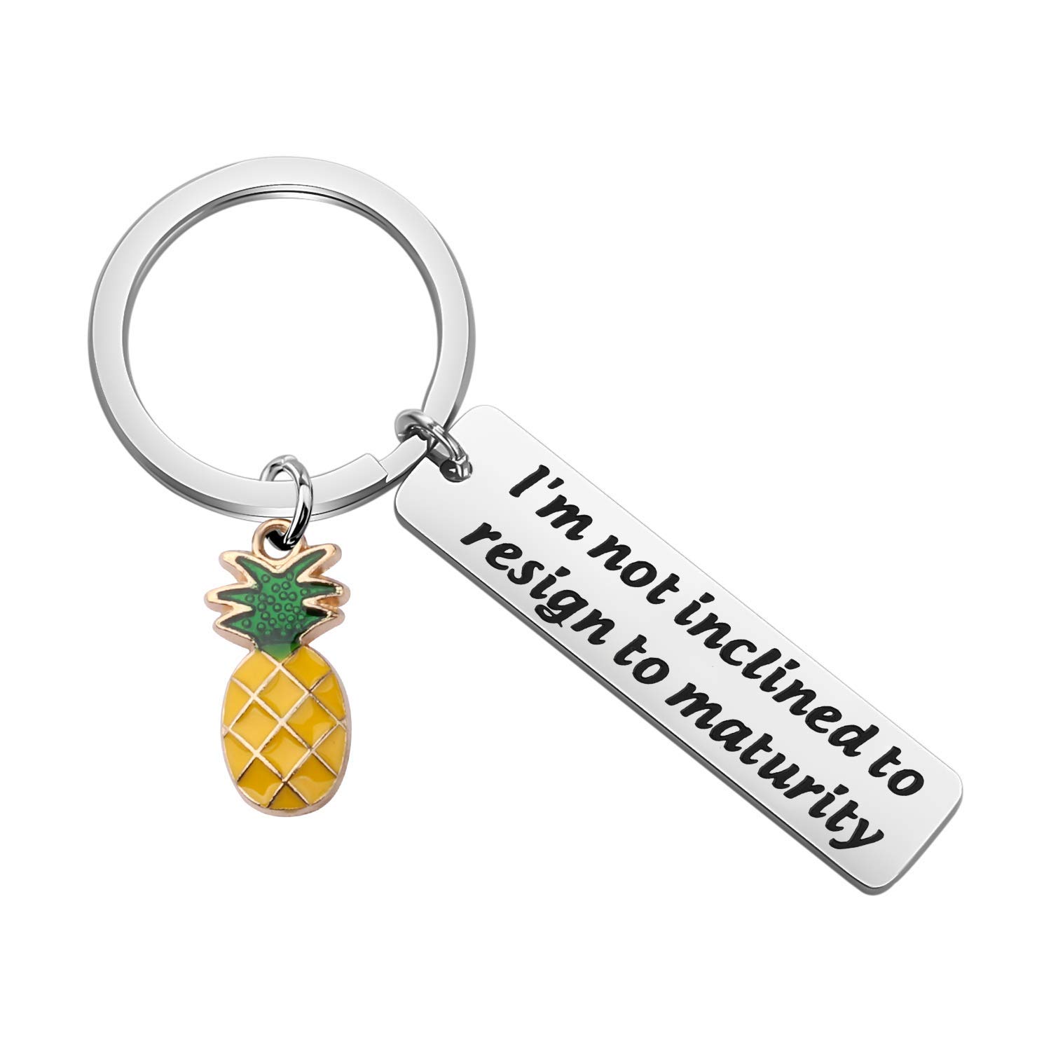 FAADBUK Pineapple Inspired Keychain TV Show Gift I'm Not Inclined To Resign To Maturity Psych Theme Song Lyrics (Not Inclined To Resign)