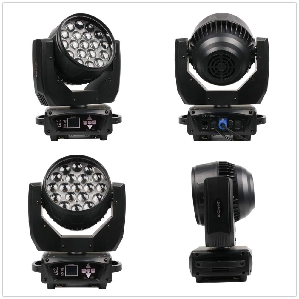 19x15W Zoom Beam Wash Moving Head Light for Stage Lighting Effect with RGBW 4in1 LED and DMX Control Dj Disco and Nightclub (1Pack)