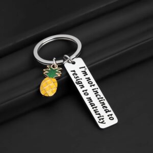 FAADBUK Pineapple Inspired Keychain TV Show Gift I'm Not Inclined To Resign To Maturity Psych Theme Song Lyrics (Not Inclined To Resign)