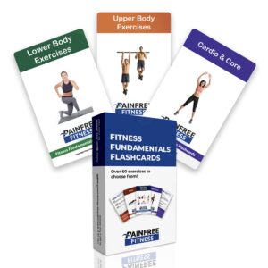 (65+ cards) fitness fundamentals flashcards pain-free fitness, 3x5 in, workout cards suitable for safe power training, strength training, tear-resistant flashcards with video qr codes