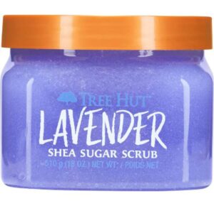 tree hut lavender shea sugar scrub 18 oz! formulated with real sugar, certified shea butter and lavender oil! exfoliating body scrub that leaves skin feeling soft & smooth! (lavender scrub)