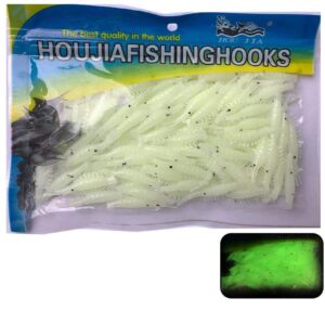 100pcs 4.8cm soft fishing lure baits, luminous shrimp fishing lure, shad baits worm glow, simulated scented micro bait for bass trout crappie, freshwater saltwater fishing, fishing gears accessories