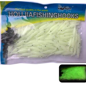 100Pcs 4.8cm Soft Fishing Lure Baits, Luminous Shrimp Fishing Lure, Shad Baits Worm Glow, Simulated Scented Micro Bait for Bass Trout Crappie, Freshwater Saltwater Fishing, Fishing Gears Accessories