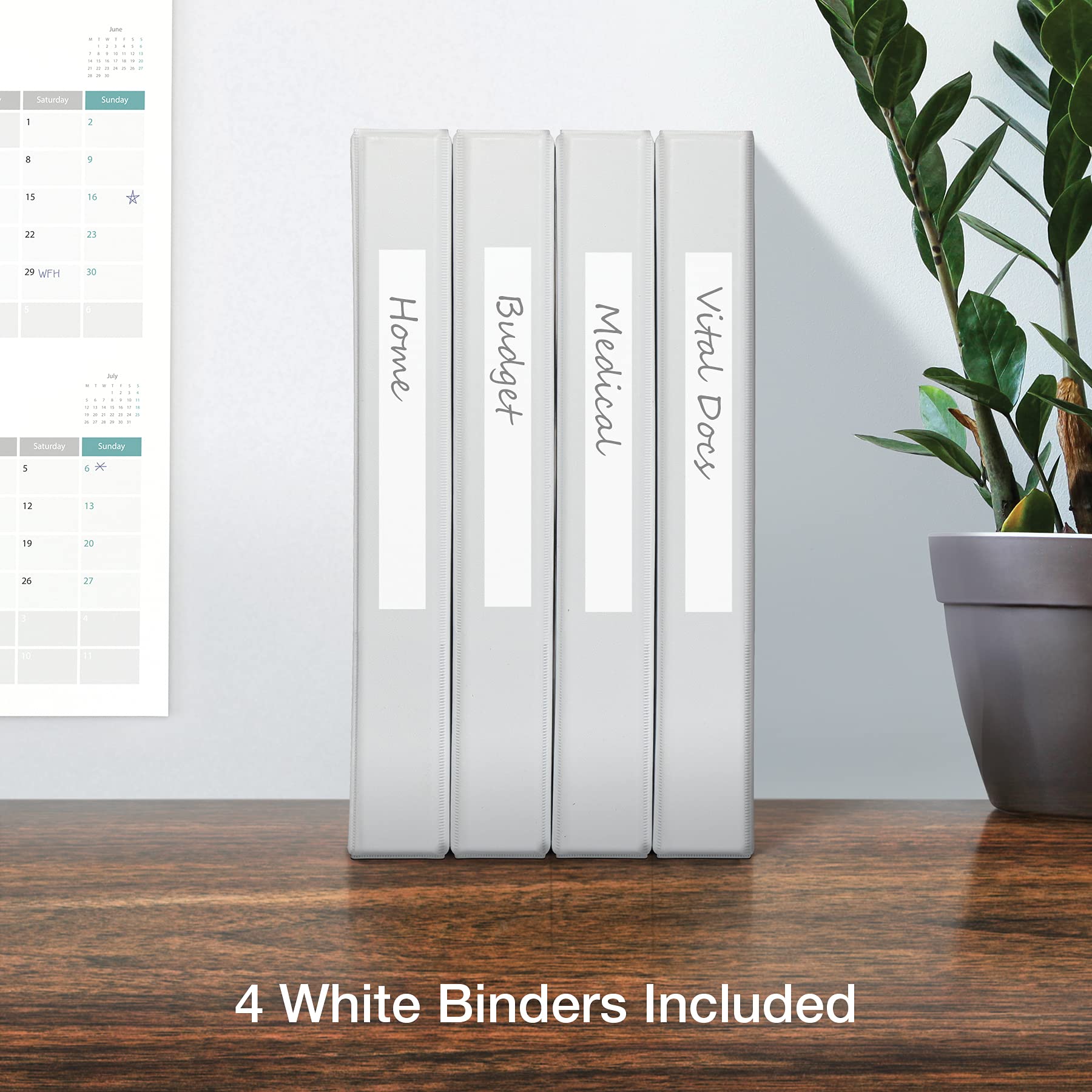 Oxford 3 Ring Binders, Binders for School and Office, 1 Inch ONE-Touch Easy Open D Rings, 3-Sided View Binder Covers, Xtralife Hinge, Non-Stick, PVC-Free,White, 250-Sheet Capacity, 4 Pack (79904)