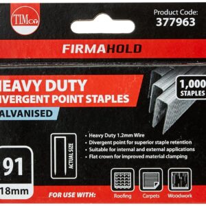 TIMCO 377963 Heavy Duty Divergent Point Galvanised Staples-18mm Staples