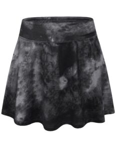 blevonh skorts skirts for women,tennis golf running active pleated skirts with liner inner pocket black grey tie-dye 3xl