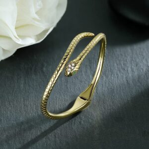 Presentski Snake Bracelets Gold Open Bangle Cuff Bracelet Snake Jewelry for Women Serpent Wrap Bypass Bracelet Adjustable