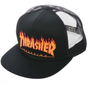 thrasher embroidered flame logo hat - black