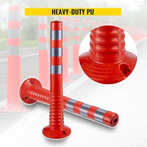 VEVOR Traffic Delineator, 6 PCS Posts Channelizer Cone, Delineator Post Kit 30” in Height, PU Traffic Post, Orange Safety Cones, Portable Spring Posts with Base, Barrier Cones with Reflective Bands