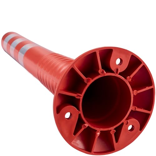 VEVOR Traffic Delineator, 6 PCS Posts Channelizer Cone, Delineator Post Kit 30” in Height, PU Traffic Post, Orange Safety Cones, Portable Spring Posts with Base, Barrier Cones with Reflective Bands