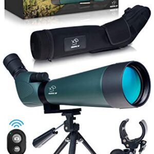 HD Spotting Scope with Tripod 20-60x80mm + LTE 4G Cellular Trail Cameras - BAK 4 Prism Spotting Scopes for Target Shooting Hunting Astronomy Bird Watching - 100% Waterproof Shockproof IP67