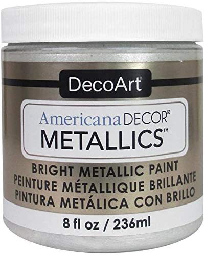 DecoArt Americana Decor Metallics Pearl Paint - 8oz Metallic Pearl White Acrylic Paint - Water Based Multi Surface Paint for Arts and Crafts, Home Decor, Wall Decor, Gilding Paint & Furniture + E-book