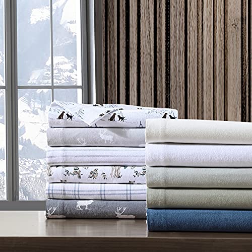 Eddie Bauer - Queen Sheet Set, Warm Breathable Cotton Flannel Bedding with Deep Pockets, Brushed for Extra Softness, Cozy Home Decor, Oeko-Tex Certified (Woodlands Friends, Queen)