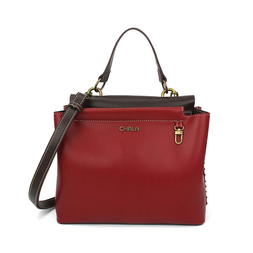 CHALA Charming Satchel with Adjustable Strap - Cardinal - Burgundy