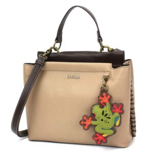 chala charming satchel with adjustable strap - frog - taupe